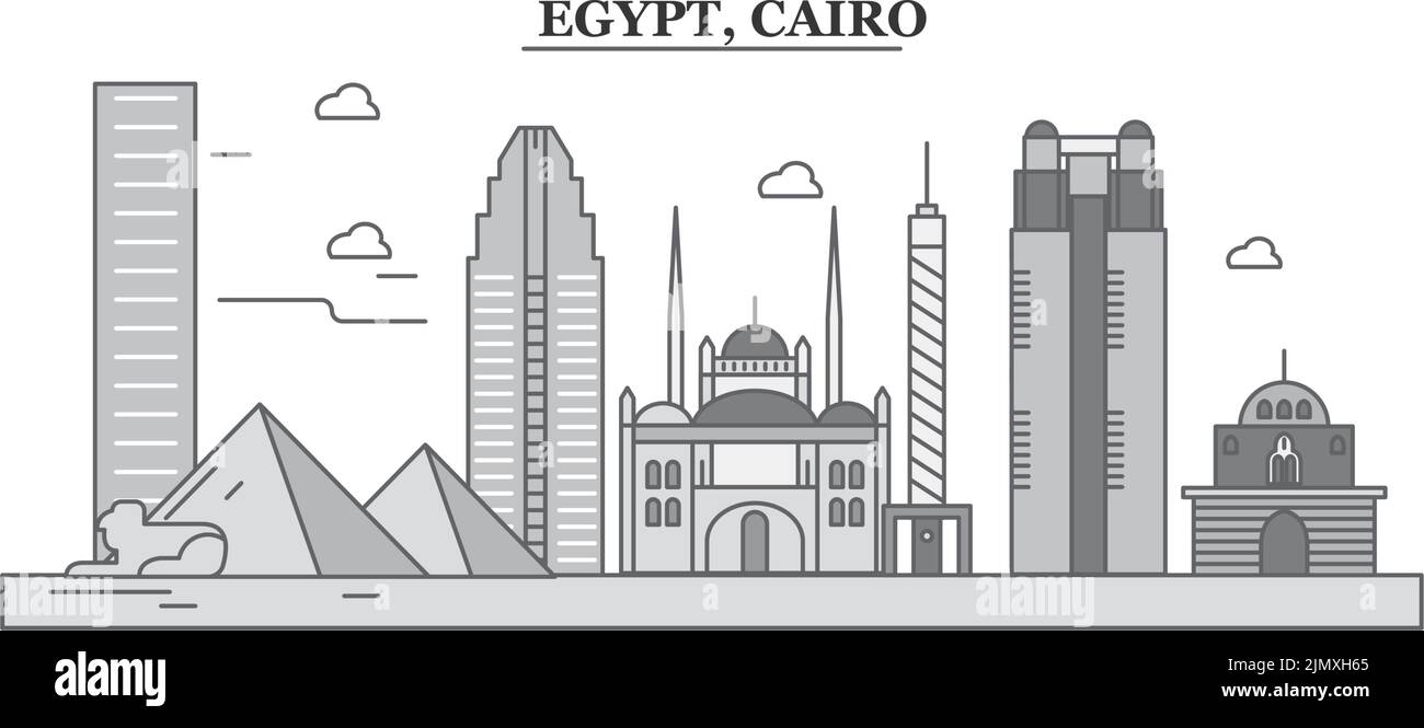 Egypt, Cairo city skyline isolated vector illustration, icons Stock ...