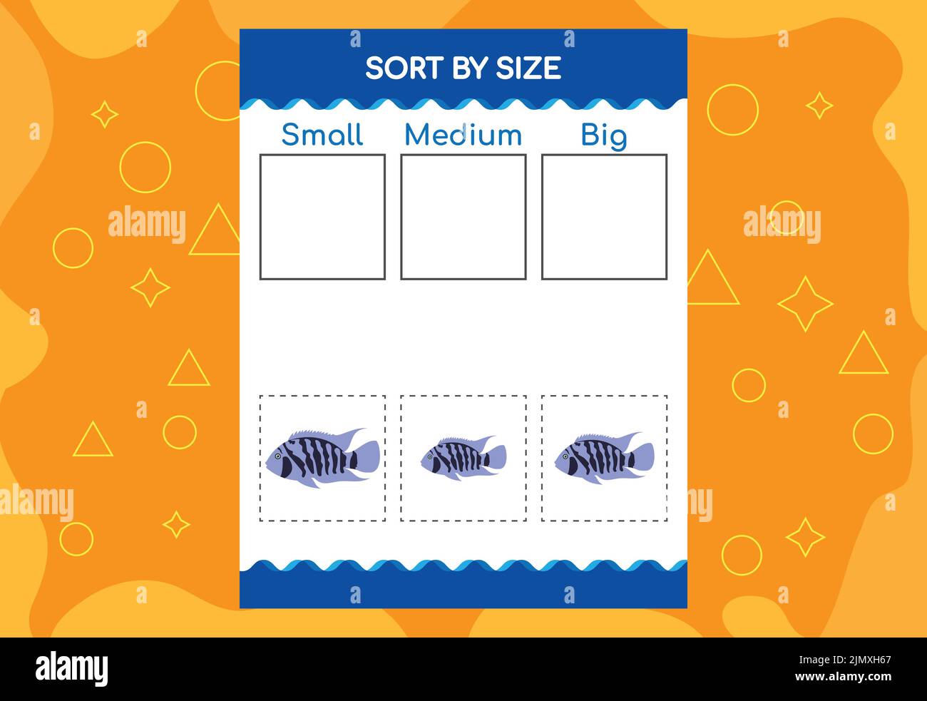 Sort images by size. Educational Worksheet For Kids Stock Vector Image ...