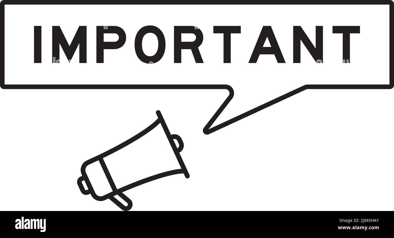 Megaphone icon with speech bubble in word important on white background ...