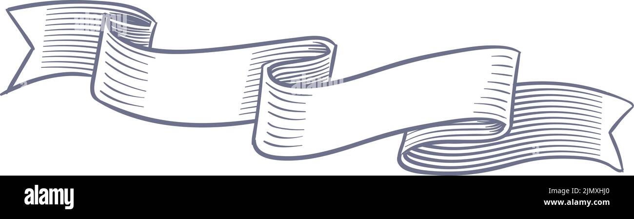 Ribbon banner sketch. Engraving flag scroll template Stock Vector Image ...