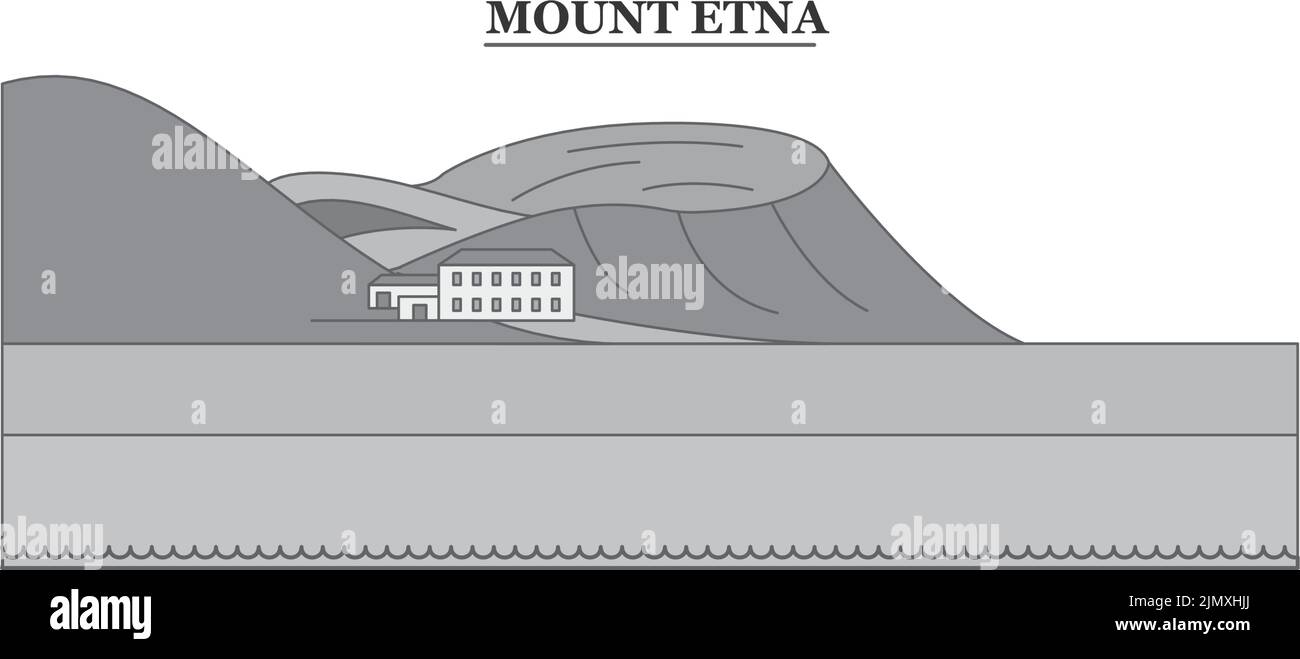Italy, Mount Etna city skyline isolated vector illustration, icons ...