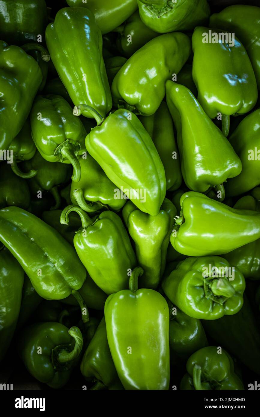Full Frame Shot Of Green Bell Peppers Stock Photo - Alamy