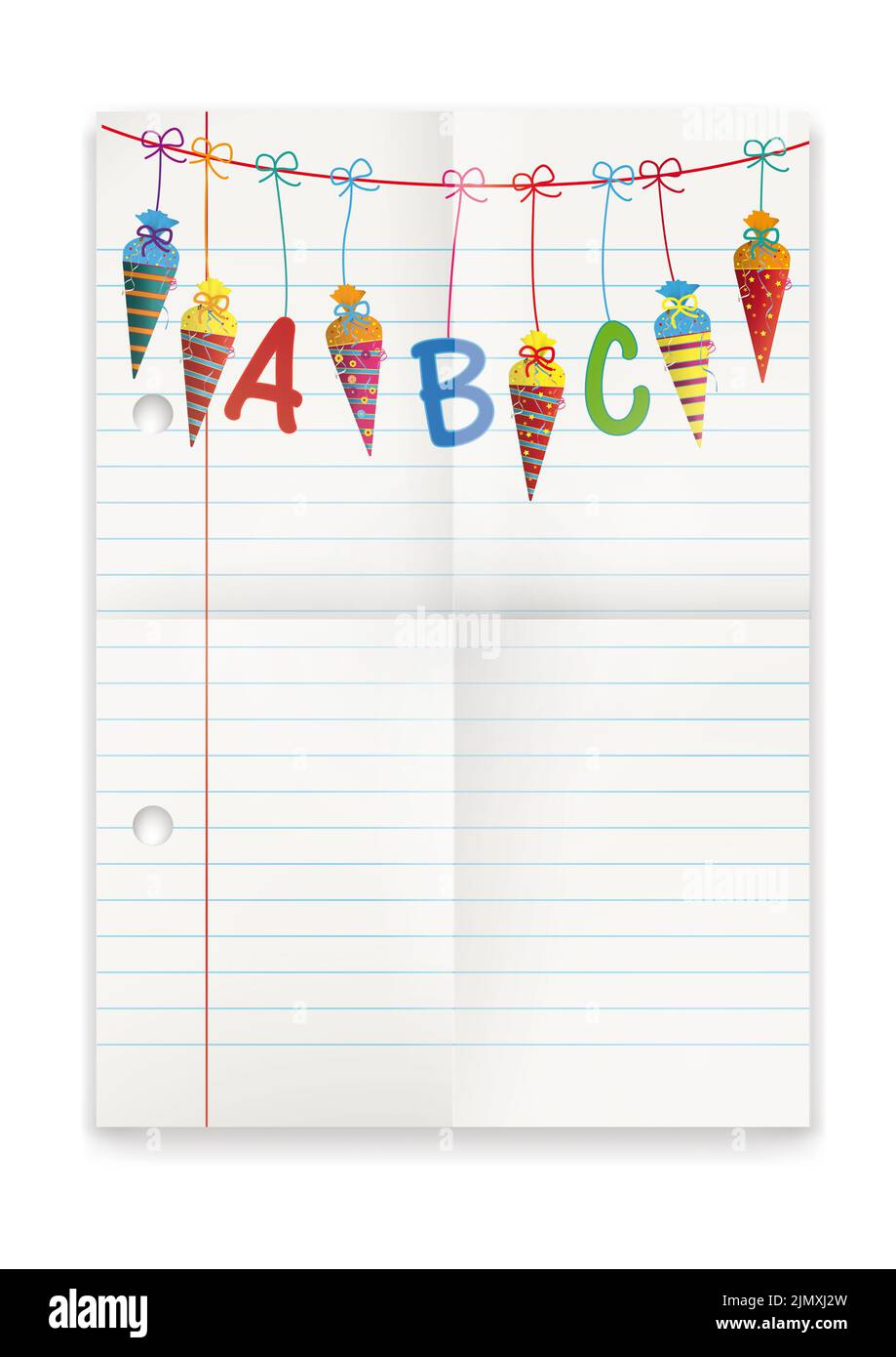 Hanging ABC Candy Cones Lined Folded Paper Stock Photo - Alamy