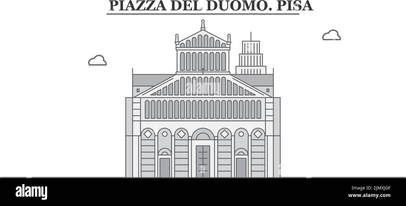 Italy, Pisa, Piazza Del Duomo city skyline isolated vector illustration ...