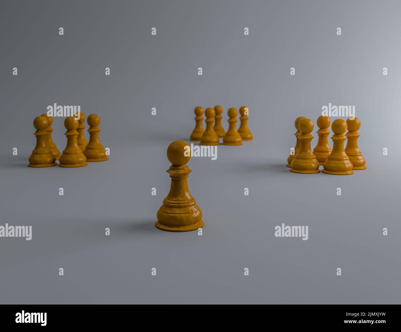 The yellow pawn is ostracized from the other 3 pawn groups, 3d ...
