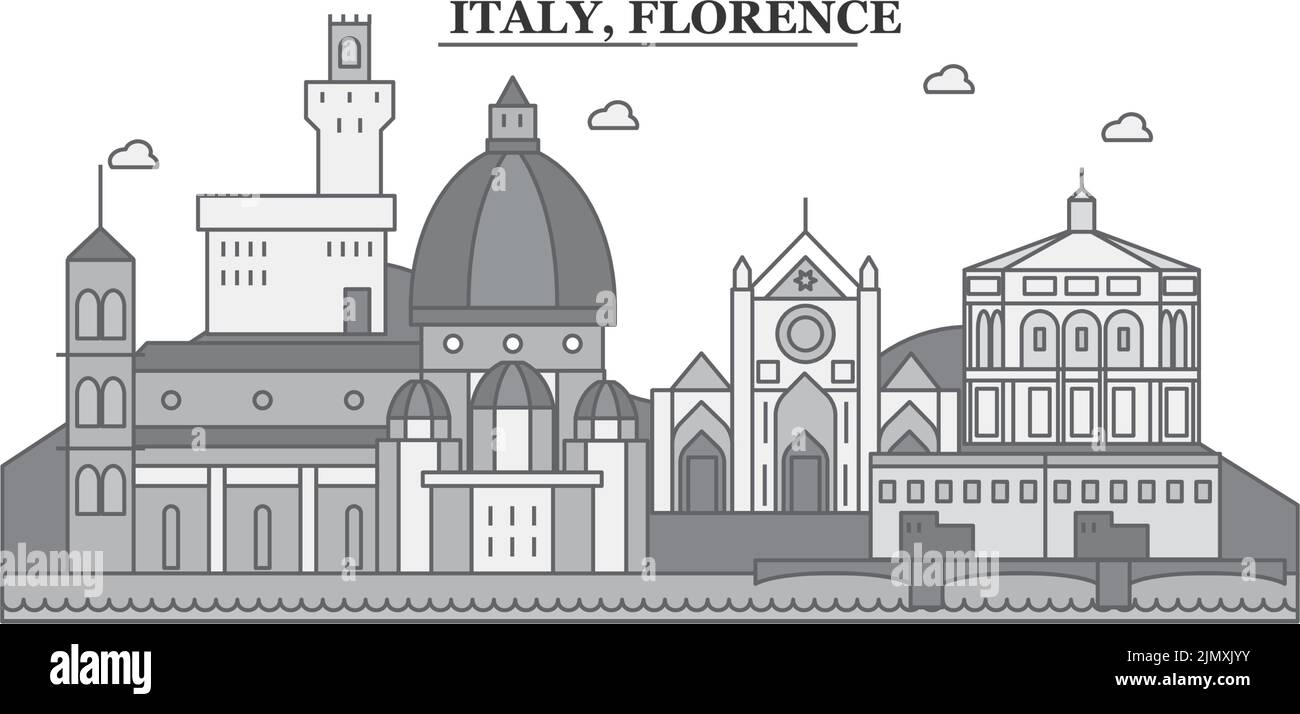 Italy, Florence city skyline isolated vector illustration, icons Stock ...