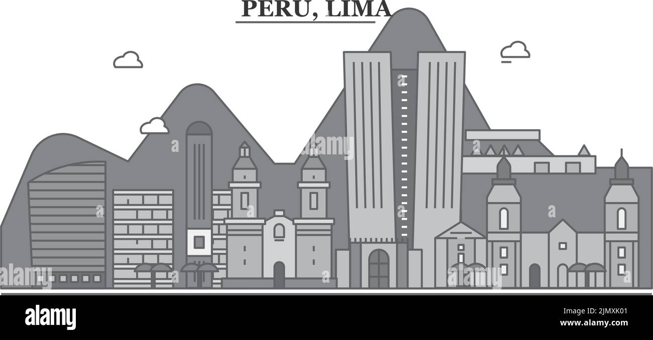 Peru, Lima city skyline isolated vector illustration, icons Stock ...