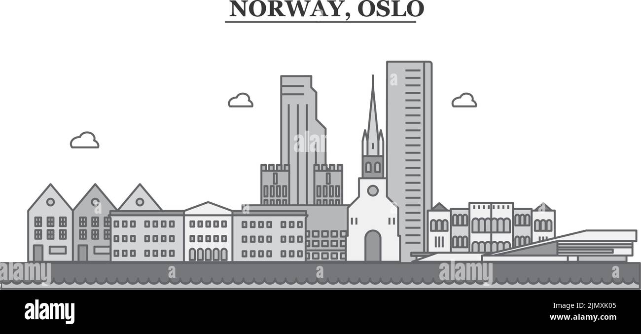 Norway, Oslo city skyline isolated vector illustration, icons Stock ...