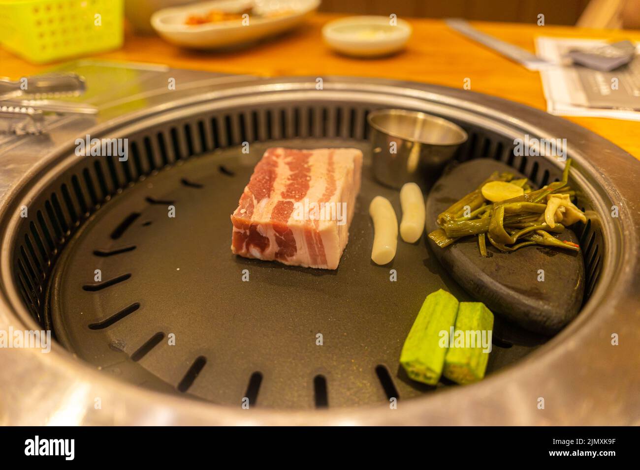 Korean grill pork belly BBQ (Samgyeopsal Gui) - trendy Korean barbecue ...