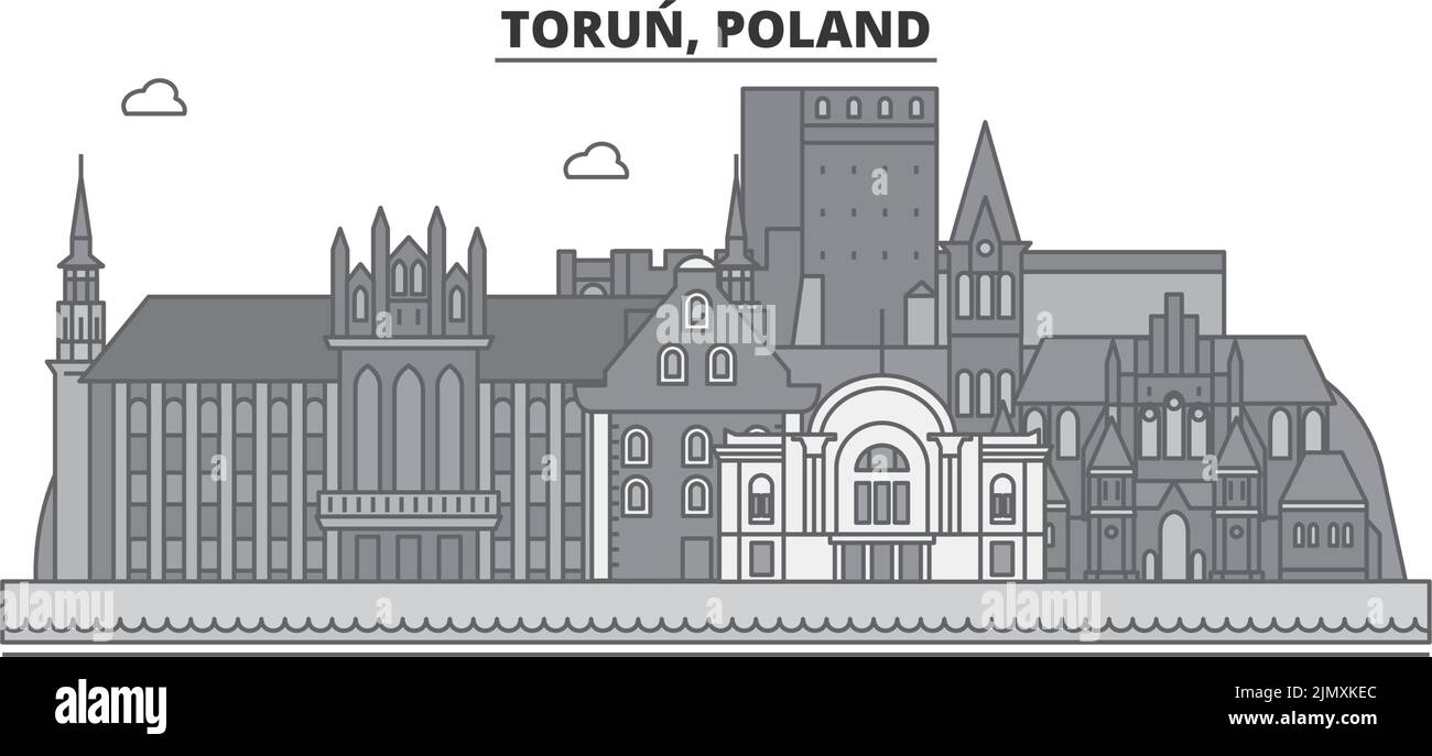 Poland, Torun city skyline isolated vector illustration, icons Stock ...