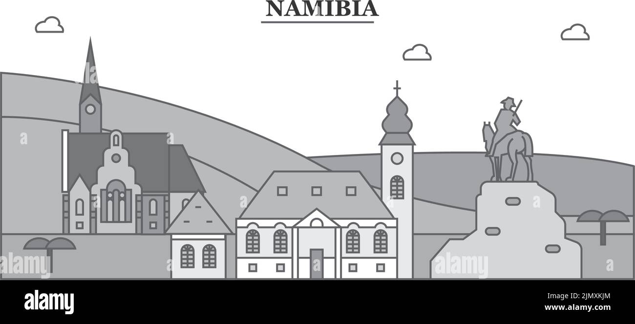 Namibia city skyline isolated vector illustration, icons Stock Vector ...