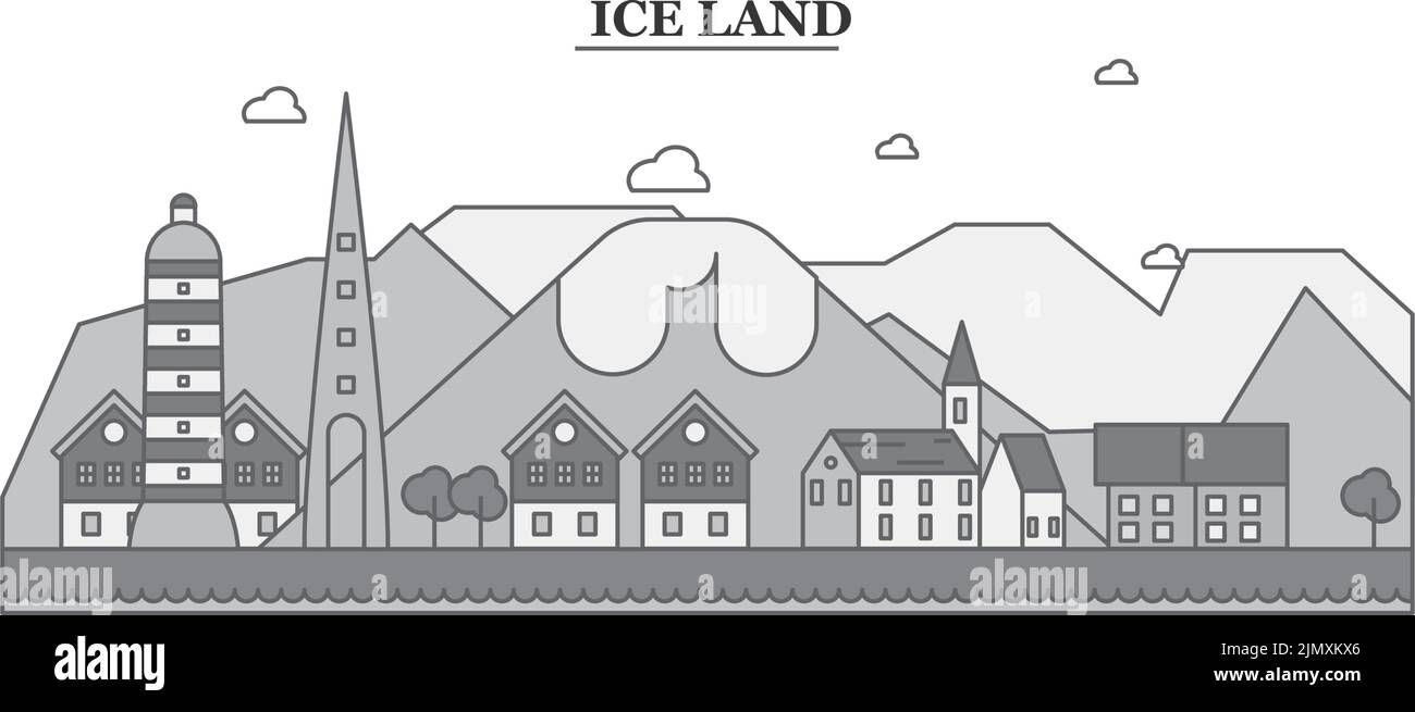Iceland city skyline isolated vector illustration, icons Stock Vector ...