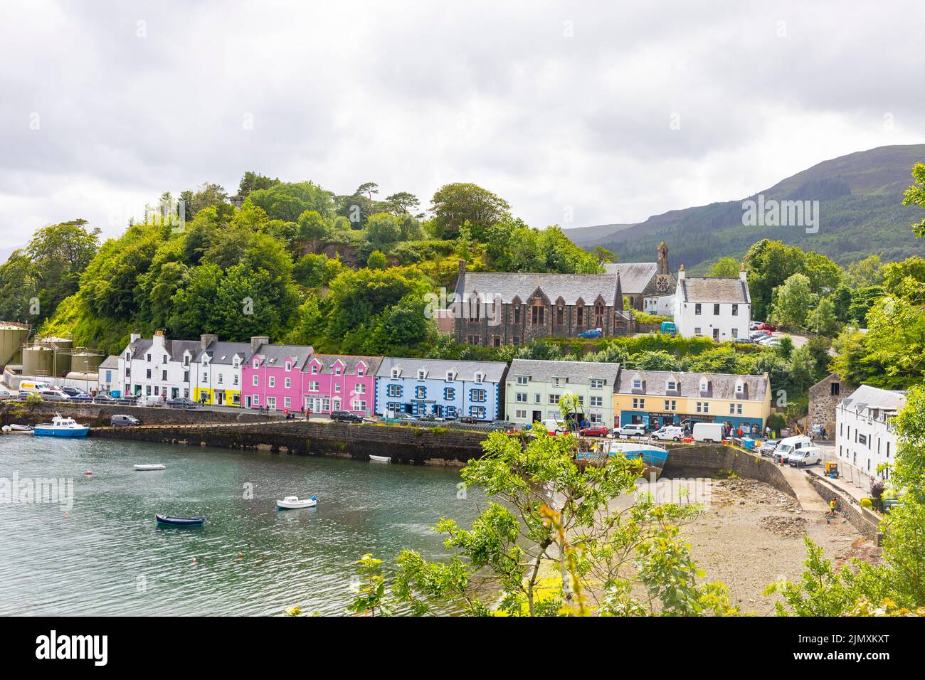 Isle of Skye Scotland, Portree village town the capital of Isle of Skye ...