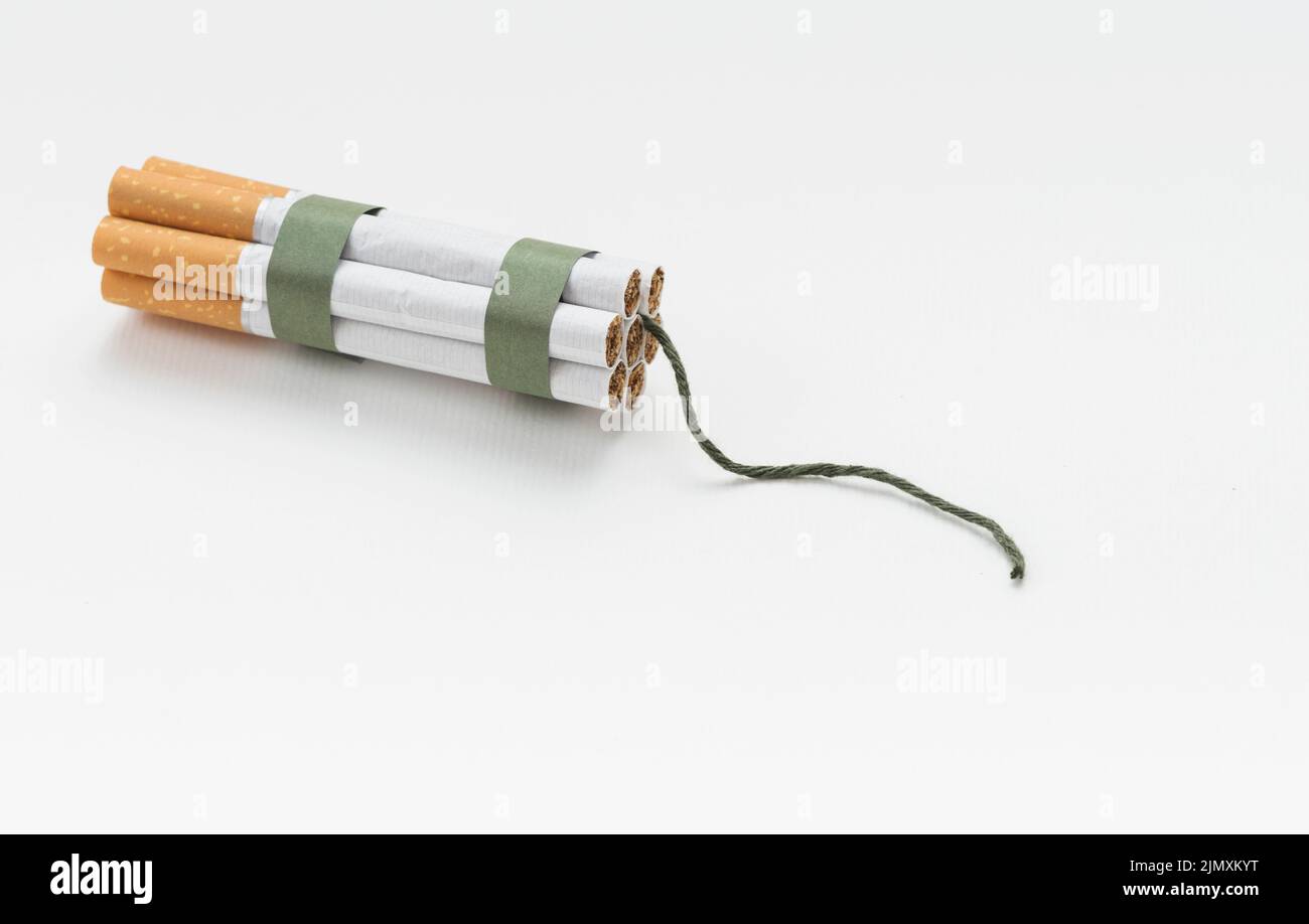 Top view cigarette bundle wick against white background Stock Photo - Alamy
