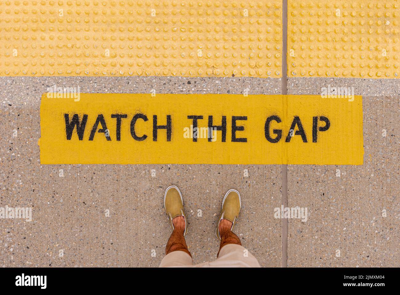 Top view gap warning sign Stock Photo - Alamy