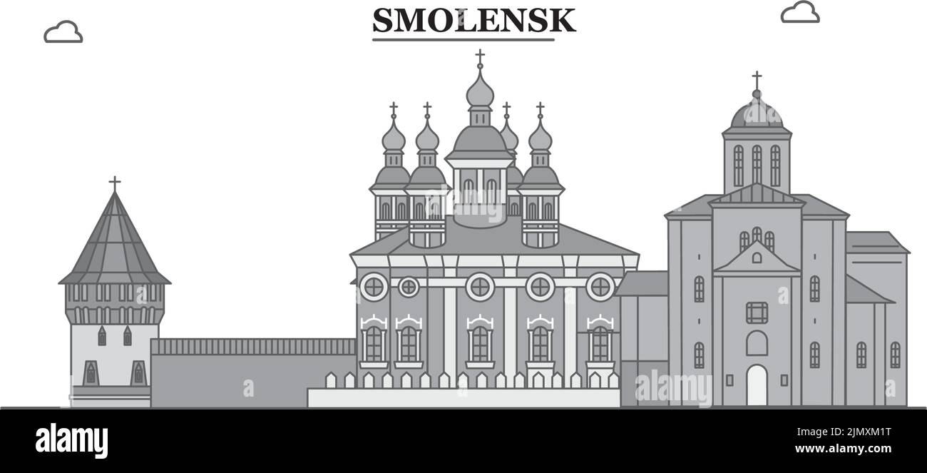 Russia, Smolensk city skyline isolated vector illustration, icons Stock ...