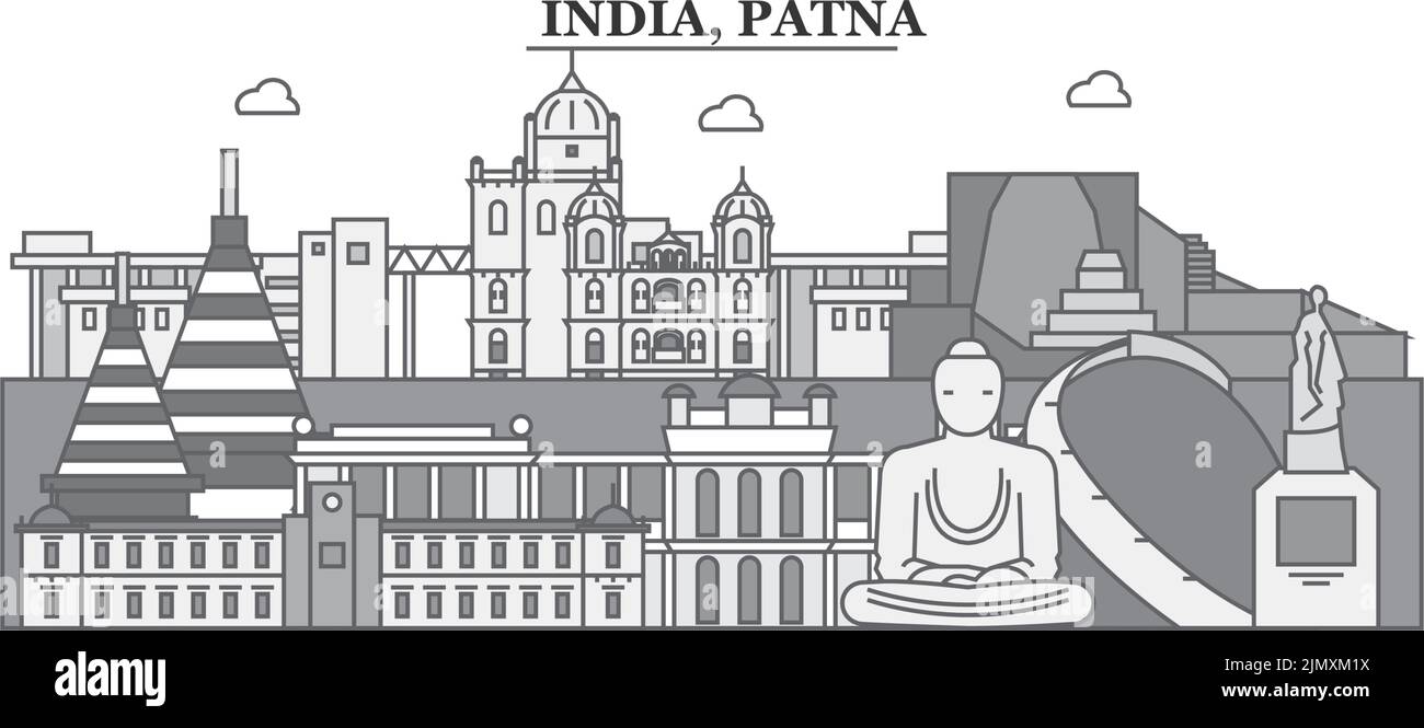 India, Patna city skyline isolated vector illustration, icons Stock ...