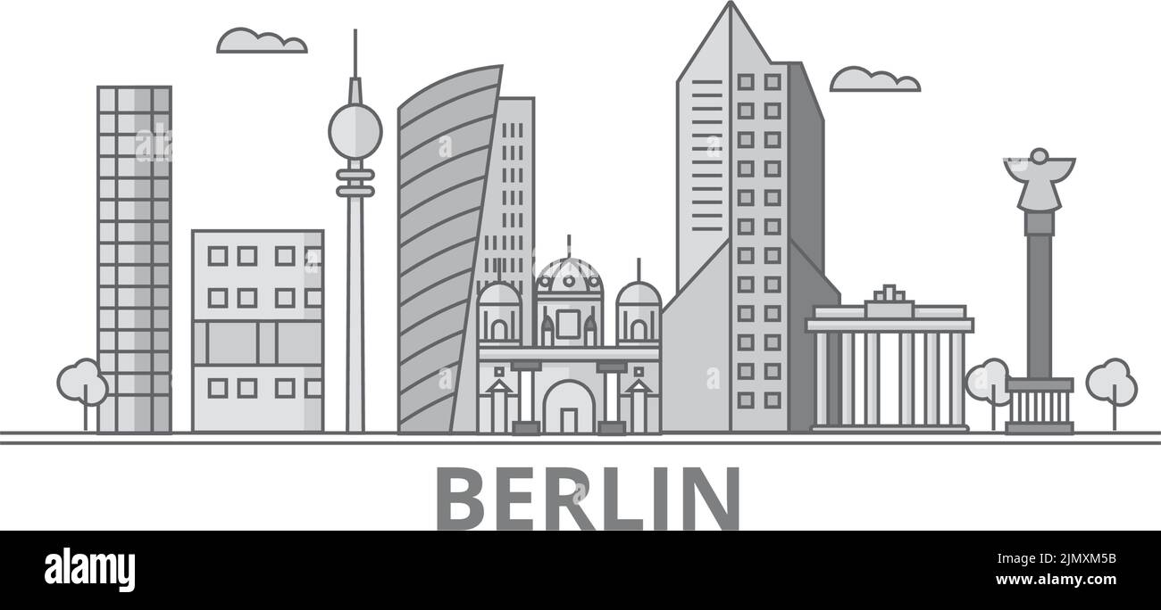 Germany, Berlin City city skyline isolated vector illustration, icons ...