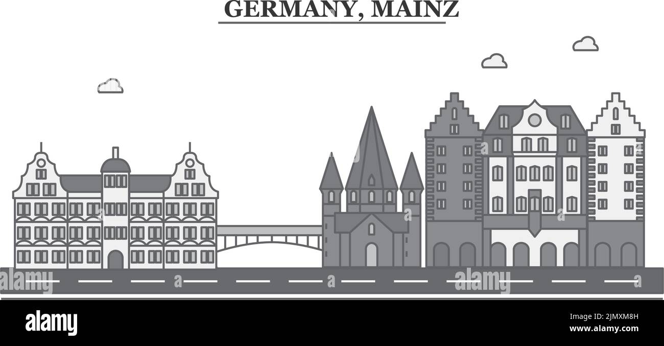 Germany, Mainz city skyline isolated vector illustration, icons Stock ...