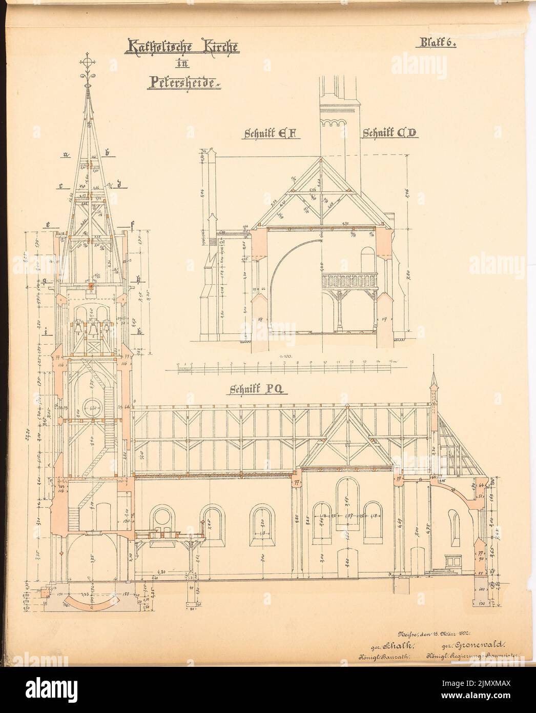 Unknown architect, Catholic church in Petersheide (approx. 1892): cross ...