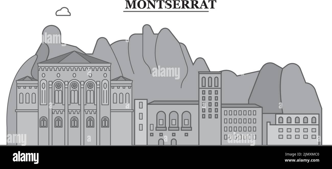 Montserrat city skyline isolated vector illustration, icons Stock ...