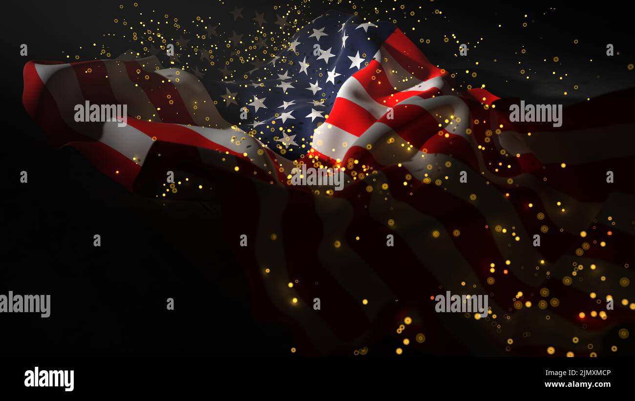 USA Flag With Lights Stock Photo - Alamy