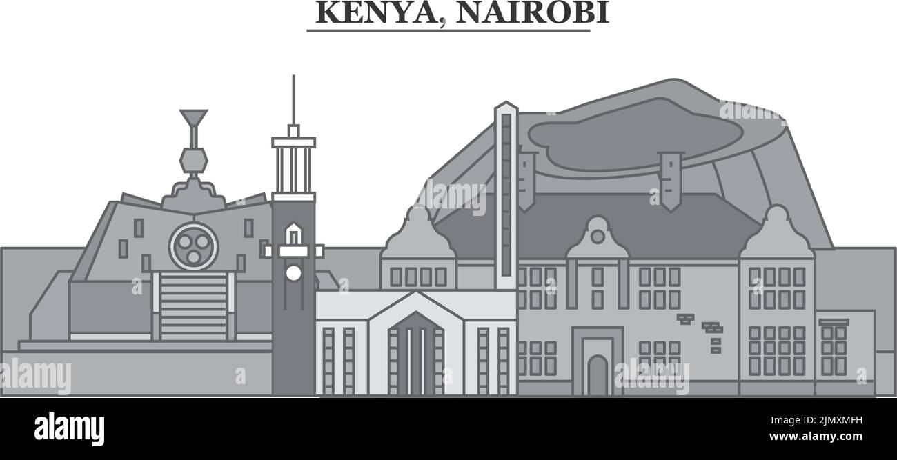 Kenya, Nairobi city skyline isolated vector illustration, icons Stock ...
