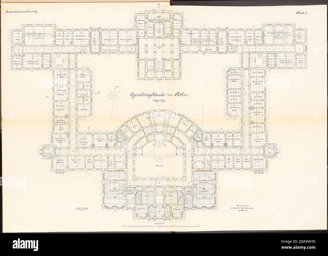Unknown architect, court in Cologne (approx. 1895/1896): floor plan EG ...