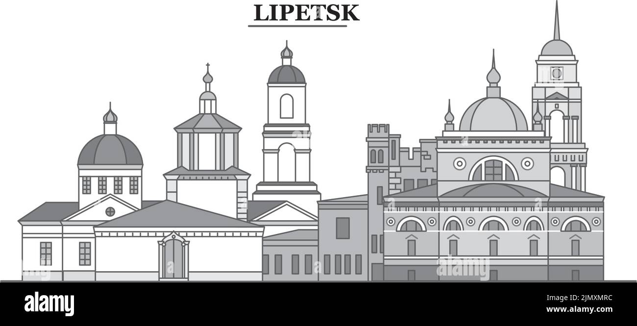 Russia, Lipetsk city skyline isolated vector illustration, icons Stock ...