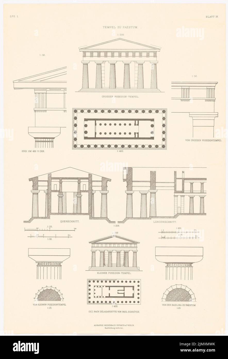 N.N., Neptun temple in Paestum. (From: Denkmäler d. Building, ancient ...