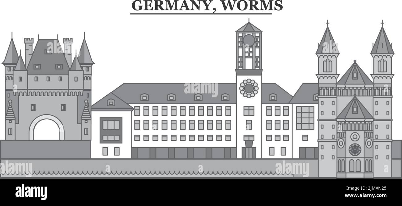 Germany, Worms city skyline isolated vector illustration, icons Stock ...