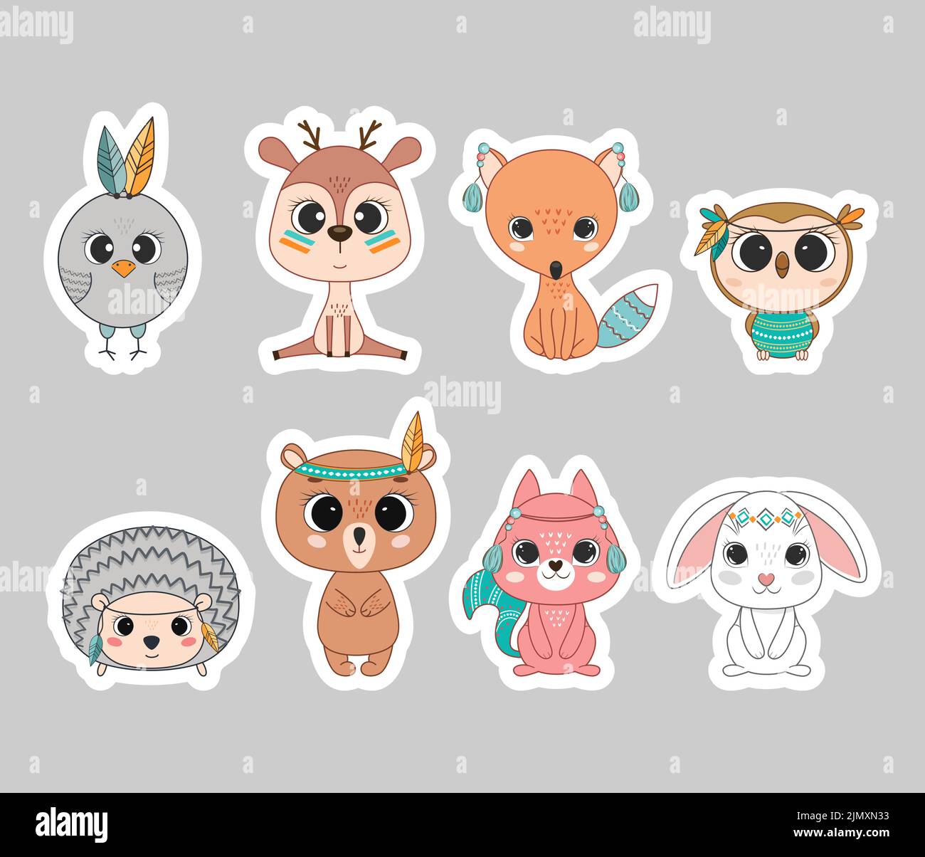 Cute cartoon woodland animals set Stock Vector Image & Art - Alamy