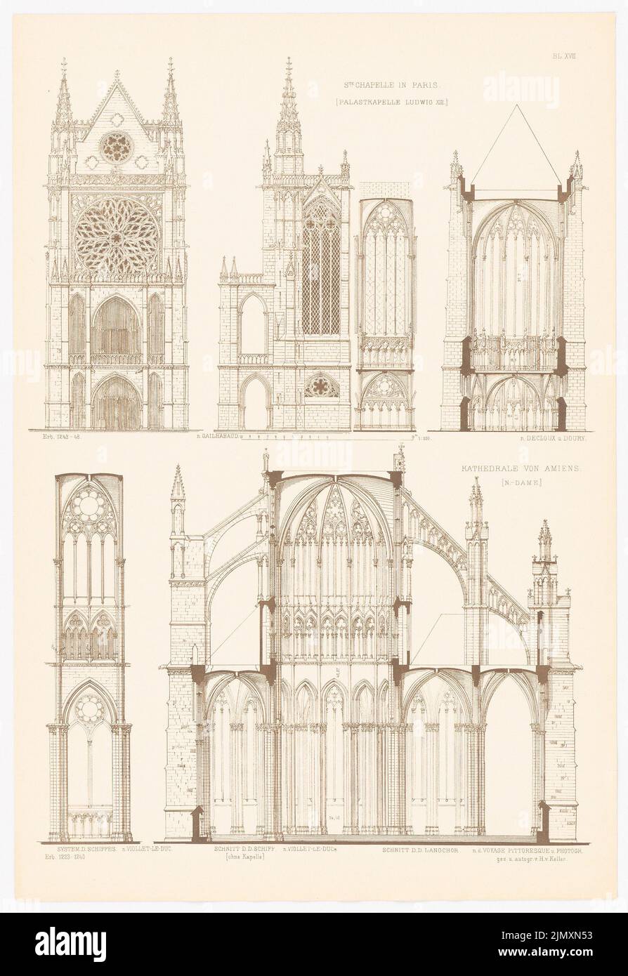 N.N., Ste. Chapelle in Paris. Amiens Cathedral. (From: Gothic ...