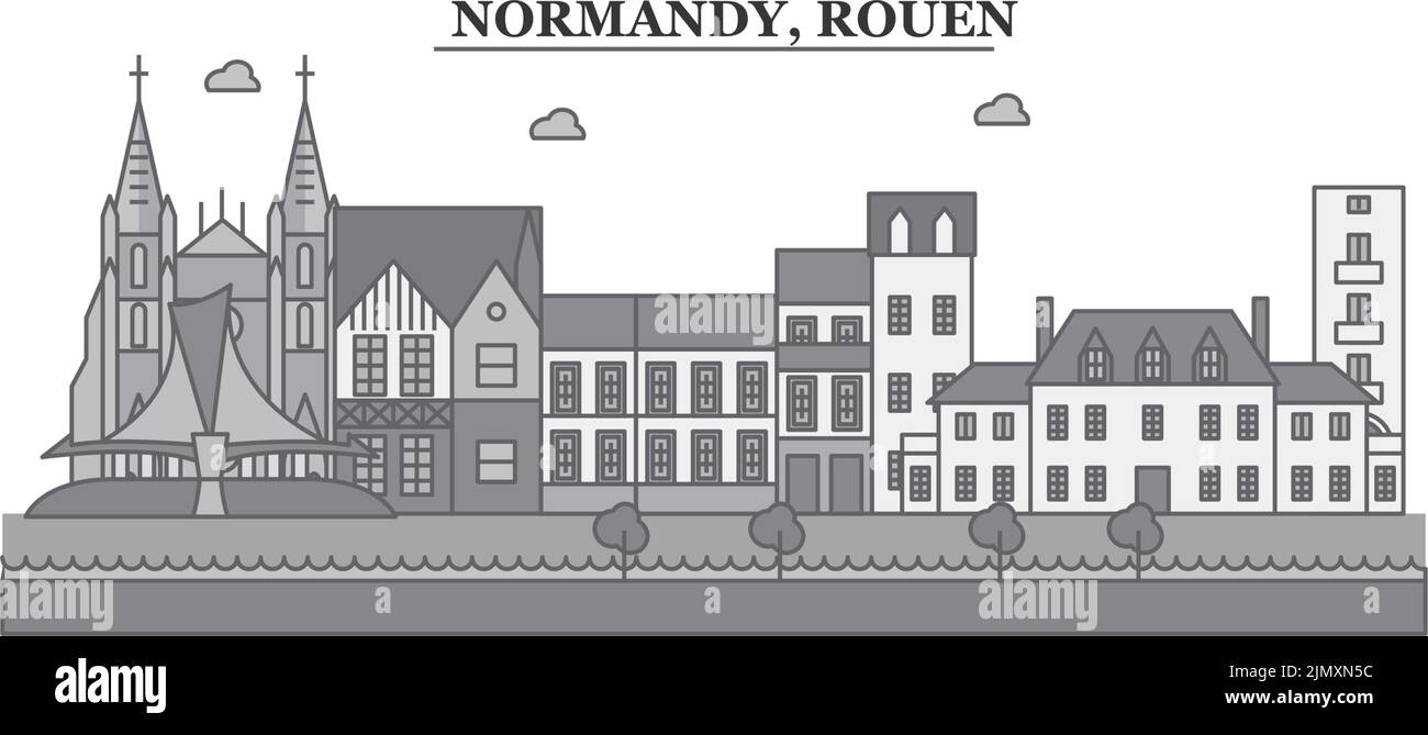 France, Rouen city skyline isolated vector illustration, icons Stock ...