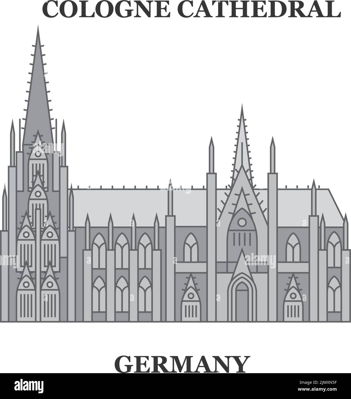 Germany, Cologne Cathedral city skyline isolated vector illustration ...