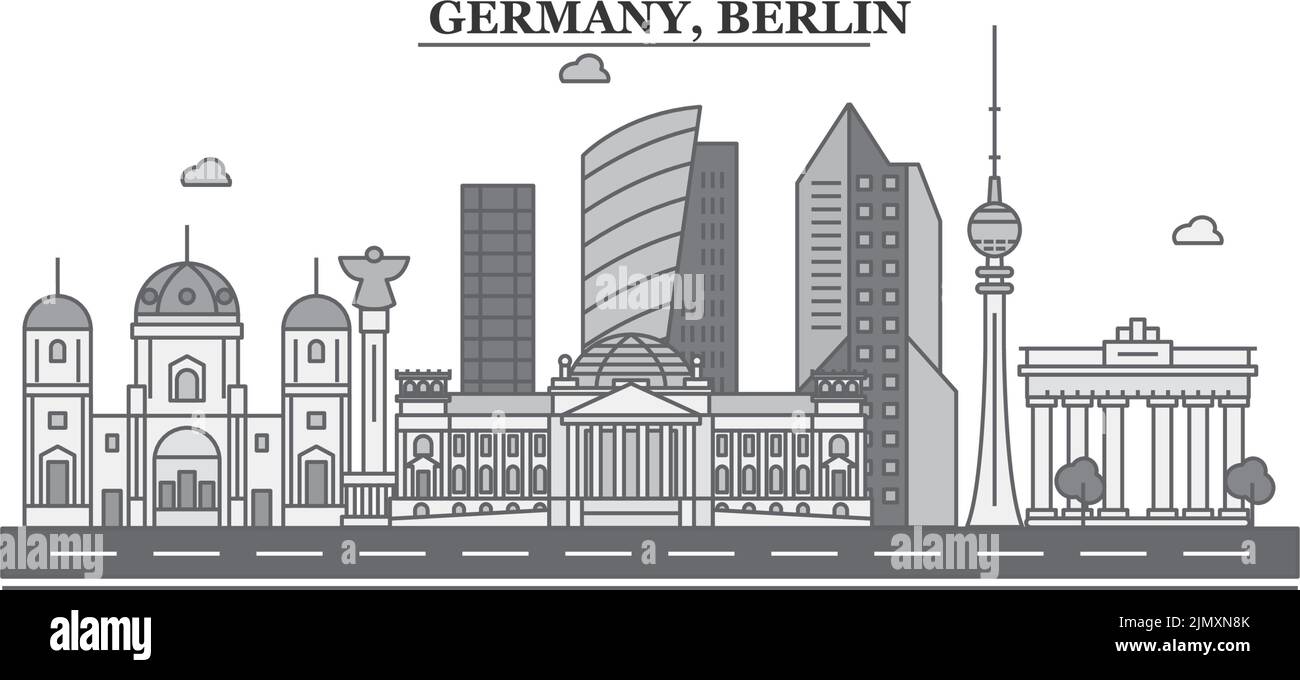 Germany, Berlin city skyline isolated vector illustration, icons Stock ...