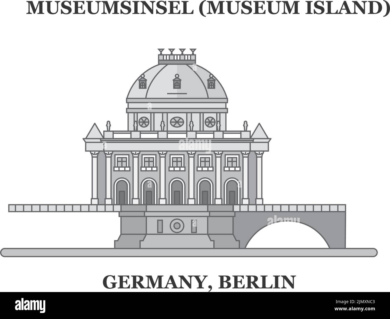 Germany, Berlin, Museum Island city skyline isolated vector ...