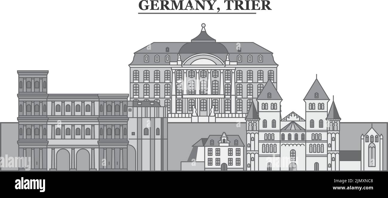 Germany, Trier city skyline isolated vector illustration, icons Stock ...