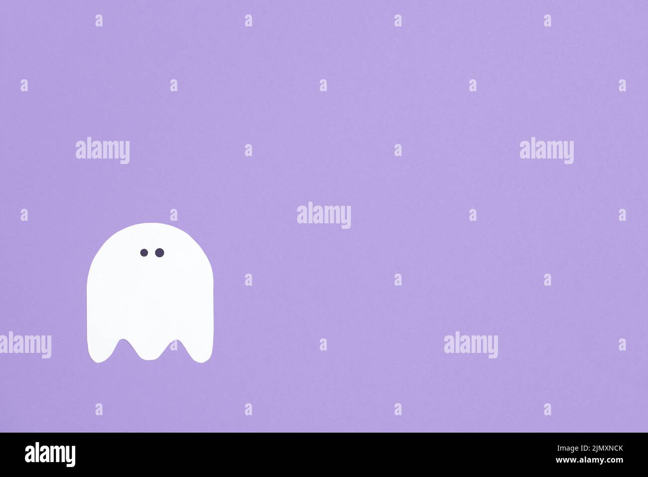 Trendy minimalist halloween background, white cute ghost isolated on ...