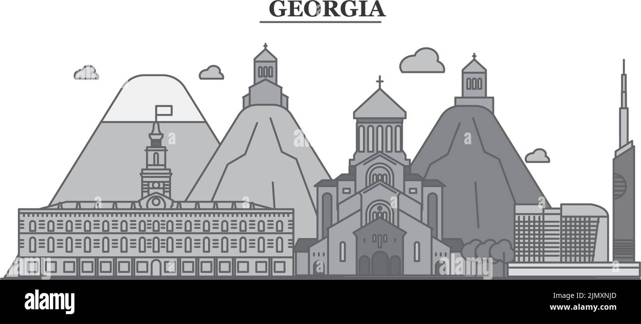 Georgia city skyline isolated vector illustration, icons Stock Vector ...