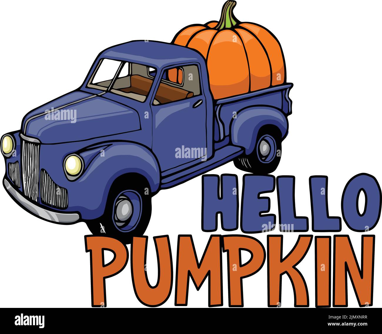 fall pumpkin truck with hello pumkin Stock Vector Image & Art - Alamy