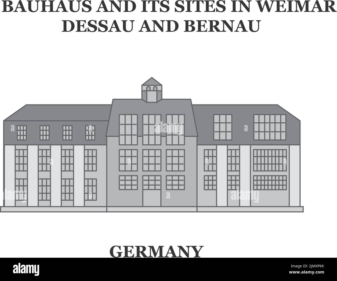 Germany, Weimar,Bauhaus city skyline isolated vector illustration ...