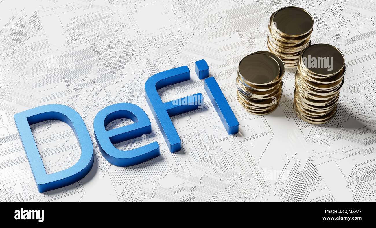 DeFi decentralized fintech web3 technology Stock Photo - Alamy