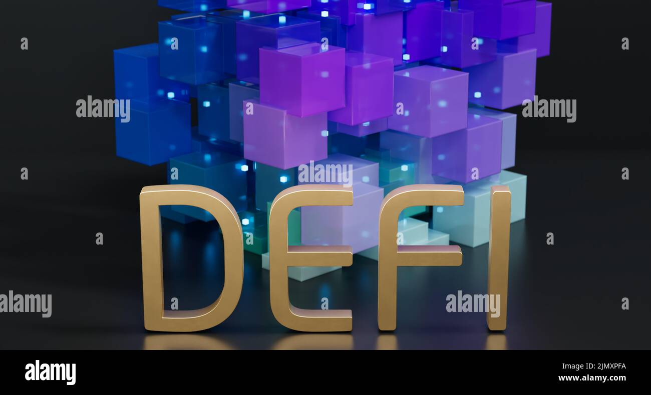 DeFi decentralized fintech web3 technology Stock Photo - Alamy