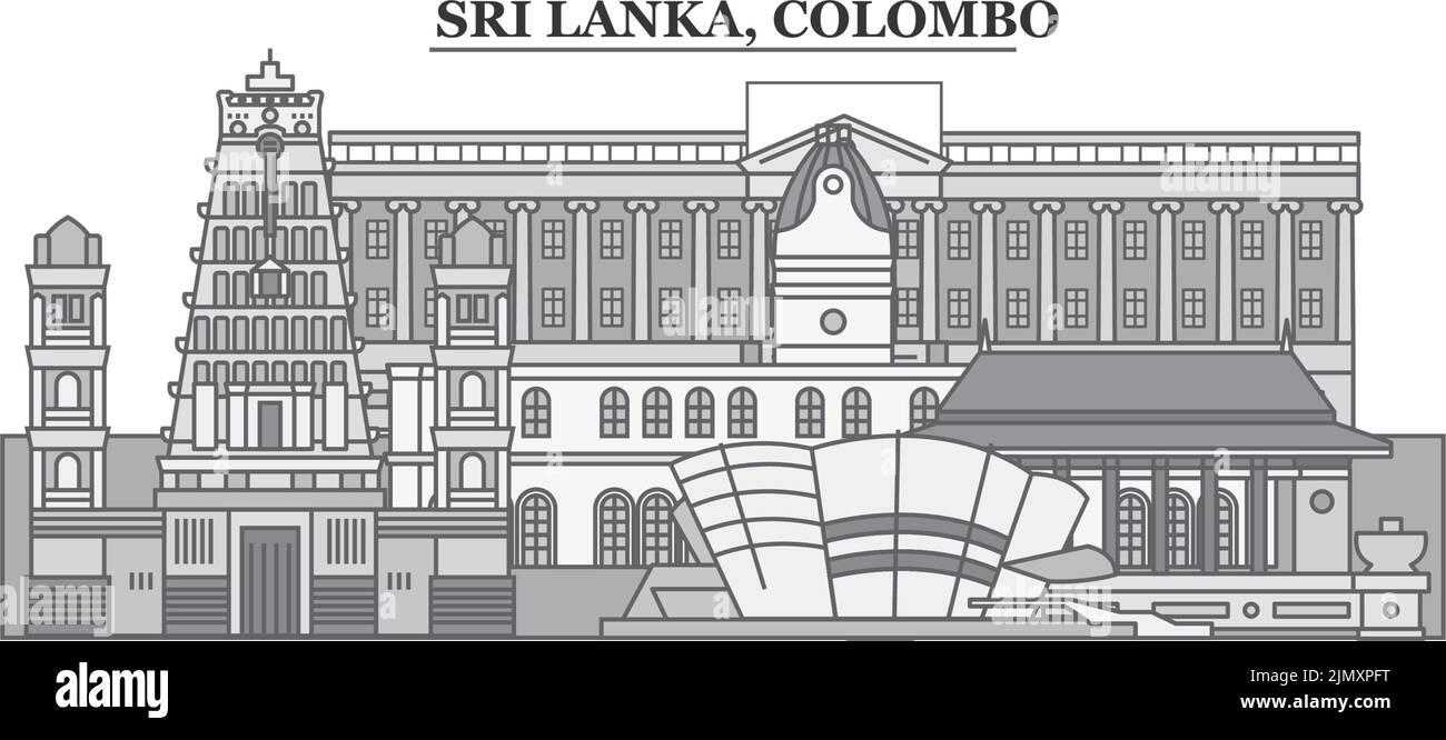Sri-Lanka, Colombo city skyline isolated vector illustration, icons ...
