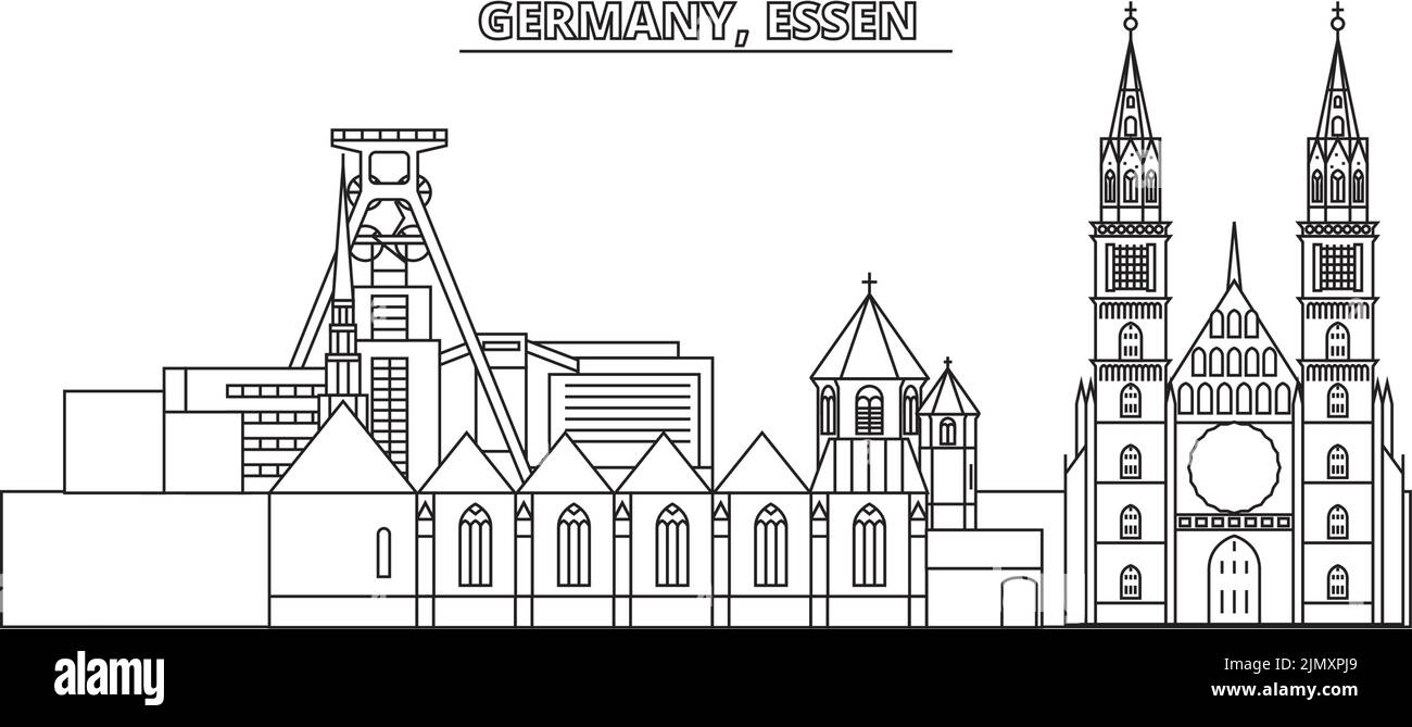 Germany, Essen city skyline isolated vector illustration, icons Stock ...
