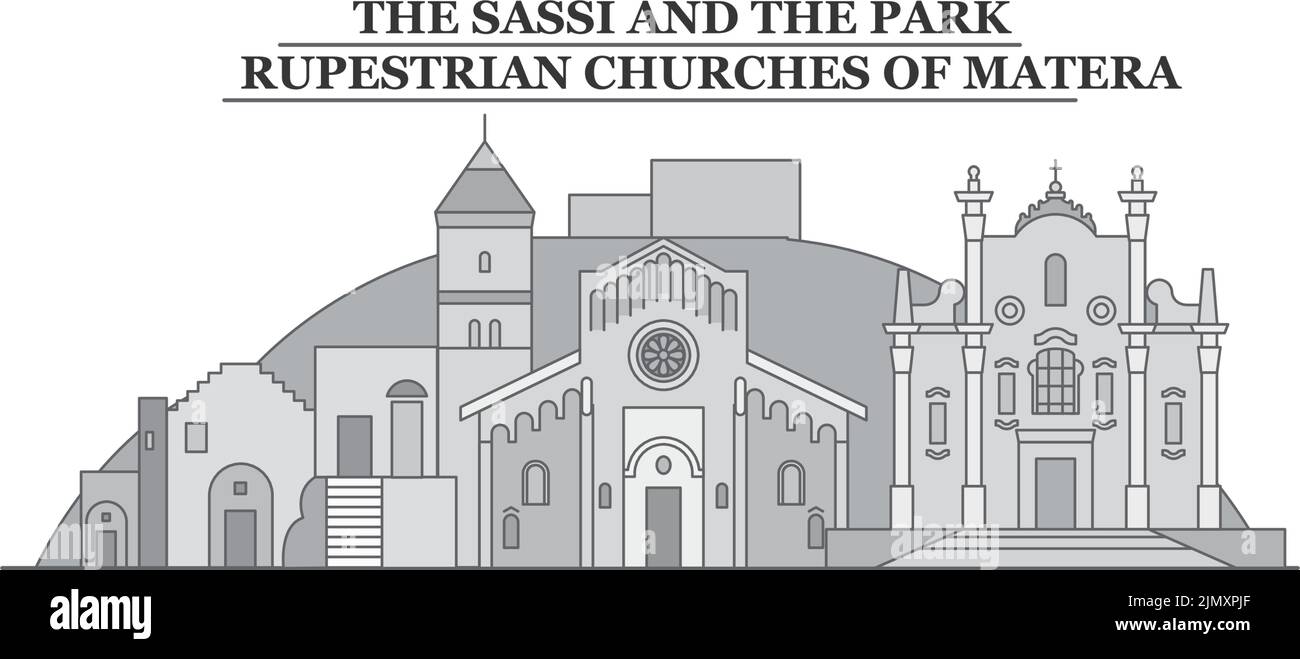 Italy, Matera City city skyline isolated vector illustration, icons ...