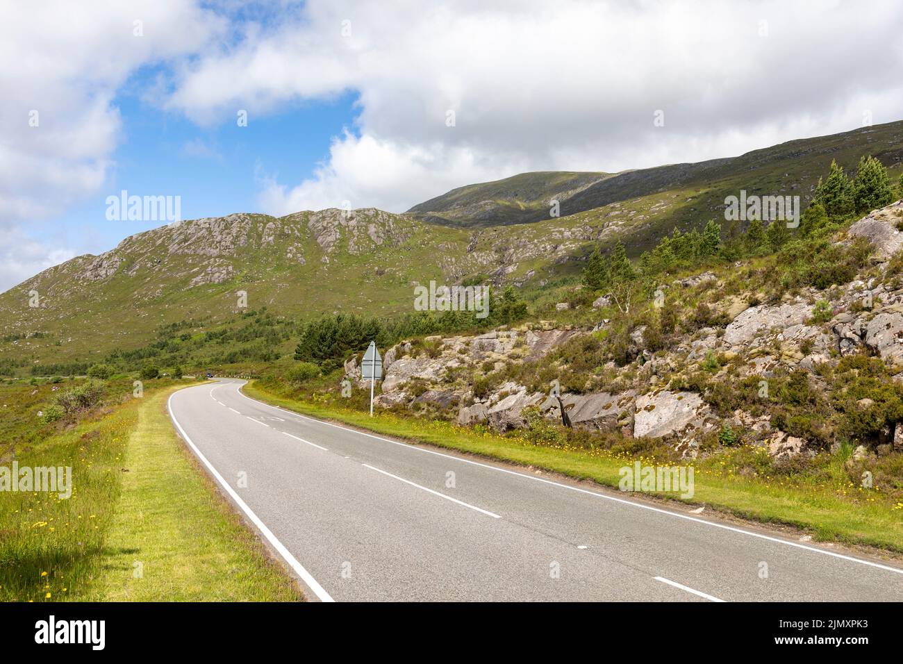 Scottish landscape and highway road, road in the highlands to Eilean ...