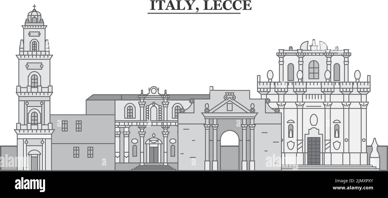 Italy, Lecce city skyline isolated vector illustration, icons Stock ...