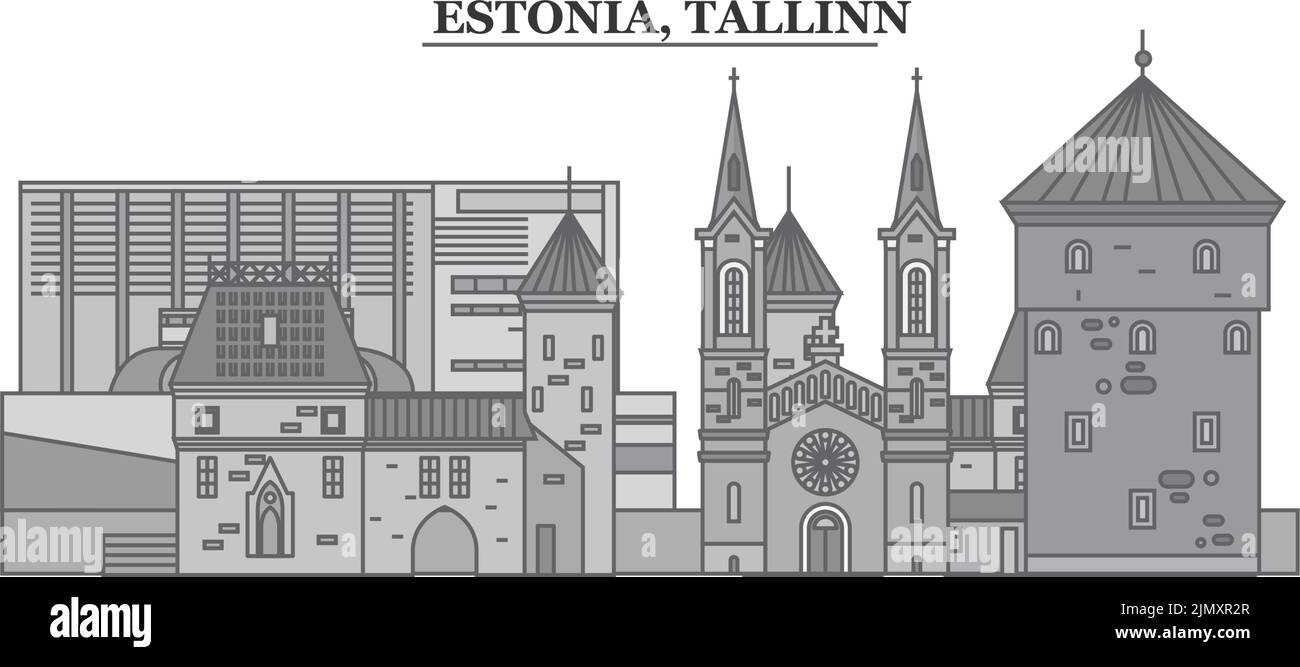 Estonia, Tallinn city skyline isolated vector illustration, icons Stock ...